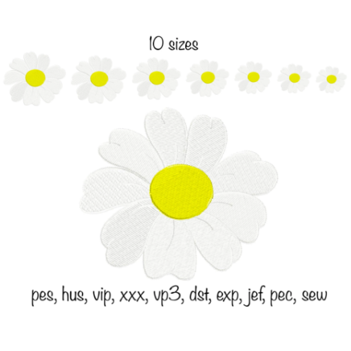 10 sizes Daisy Flower Machine Embroidery Design in multiple formats ...
