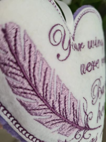 3 designs bundle Beautiful Feather Memory Condolence Heart ornament ...