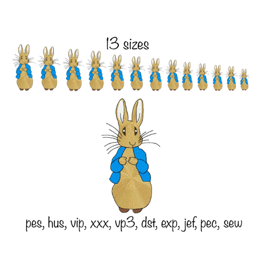 13 sizes vintage hare Peter rabbit Bunny Machine Embroidery Design ...