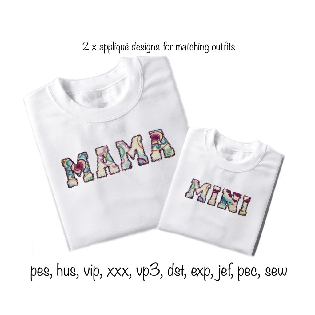 Mama Mini Applique embroidery Design Words - Machine Embroidery