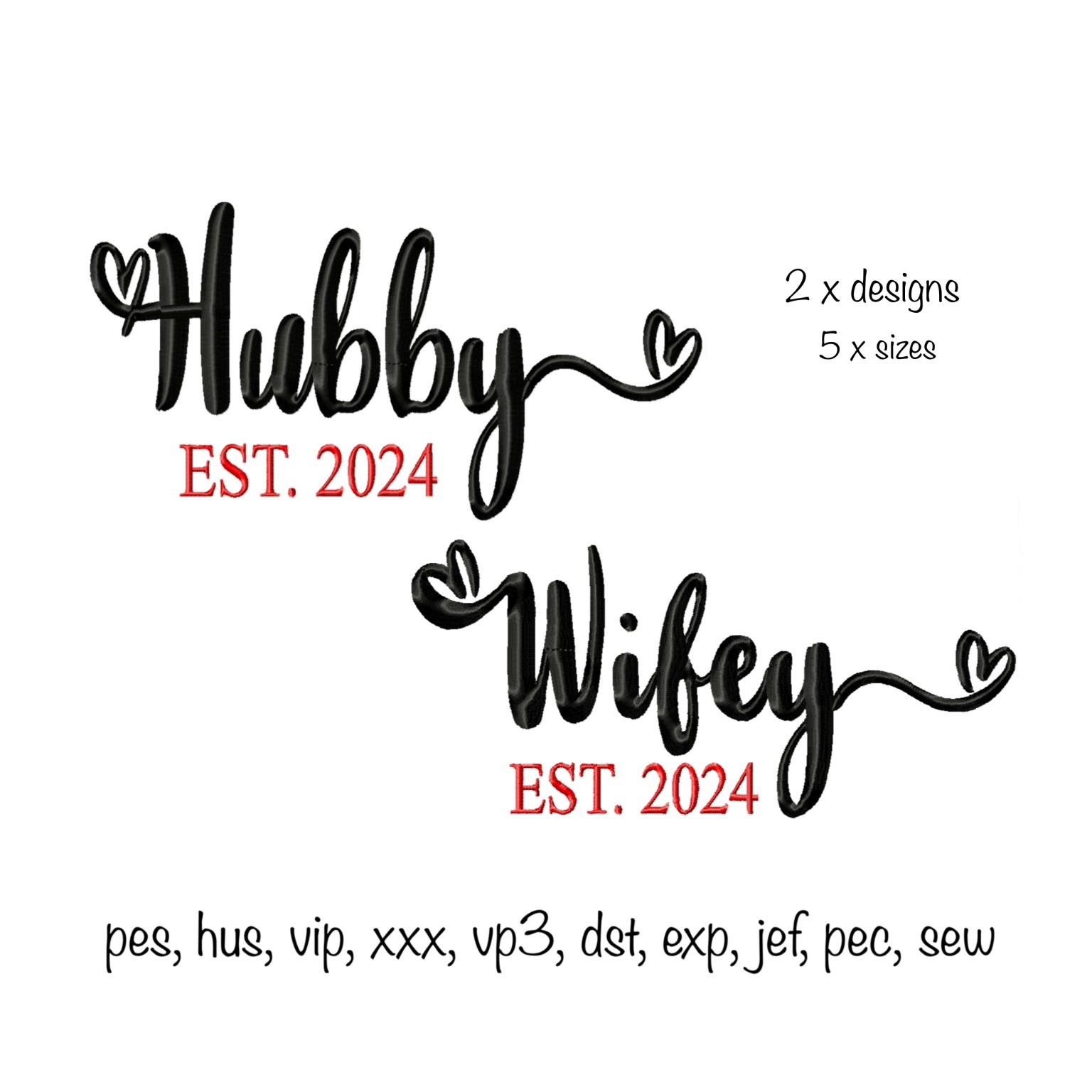 Wifey Hubby 2024 wedding machine embroidery design