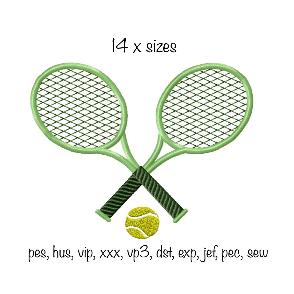 Tennis Rackets and Ball Machine Embroidery Design